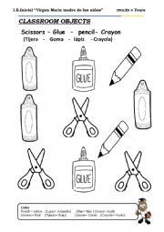 Classroom objects worksheets