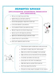 Reported speech worksheets