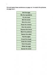 Cooking verbs worksheets