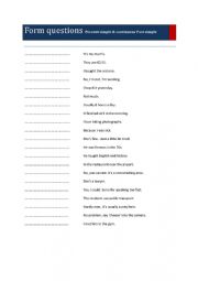 Questions worksheets