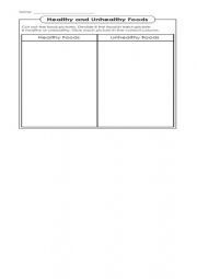 Healthy food worksheets