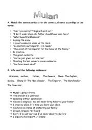 Mulan worksheets