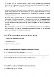 Reading comprehension worksheets