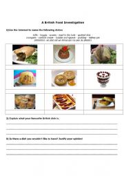 British food worksheets
