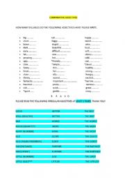 Comparative adjectives worksheets