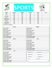 Sports worksheets