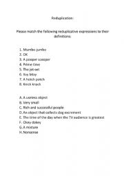 English worksheets: Reduplication