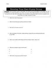 English worksheets: Develop Your Own K-pop Group
