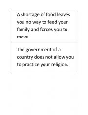 English worksheets: Migration/Pull and Push factors