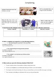 Complaints worksheets
