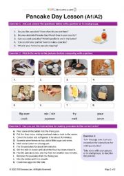 Pancake day worksheets