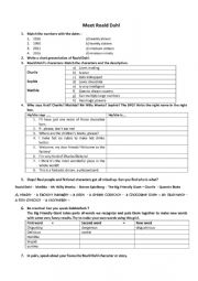 Roald dahl worksheets