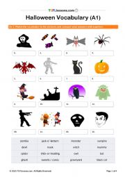 Halloween vocabulary worksheets