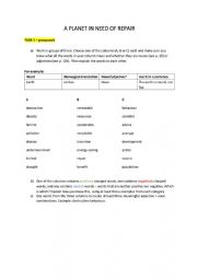 English worksheets: A Planet in Need of Repair