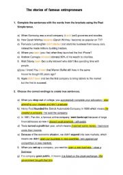 English worksheets: famous entrepreneurs