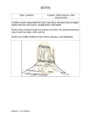 English worksheets: Butte - Landform