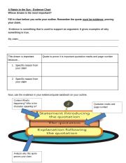English worksheets: A Raisin in the Sun evidence chart