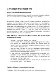 English worksheets: Conversational Reactions