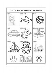 The toys worksheets
