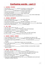Homonyms worksheets