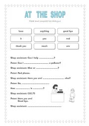 Going shopping worksheets