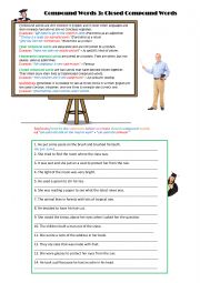 Compound Words 3: Closed Compound Words - ESL worksheet by spinney