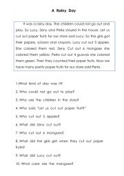 English worksheets: A Rainy Day