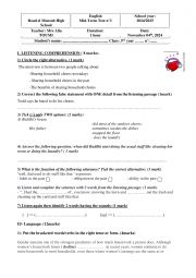 3rd form mid-term test N°1 - ESL worksheet by soumasassi
