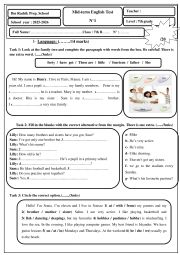7th grade Mid-term Test NÂ° 1 - ESL worksheet by Dr Nouha