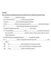 Exercise on Perfect Tense and Perfect Continuous Tense - ESL worksheet ...