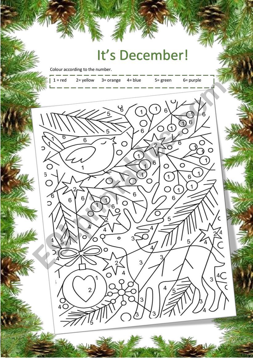 It´s December! - colouring - ESL worksheet by Nannini