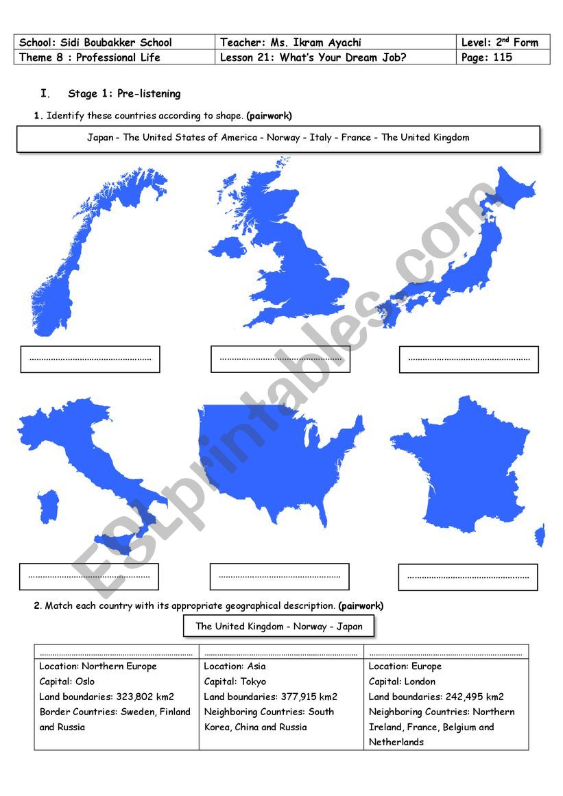 2nd Form - Lesson n° 21 - What´s Your Dream Job? - ESL worksheet by ...