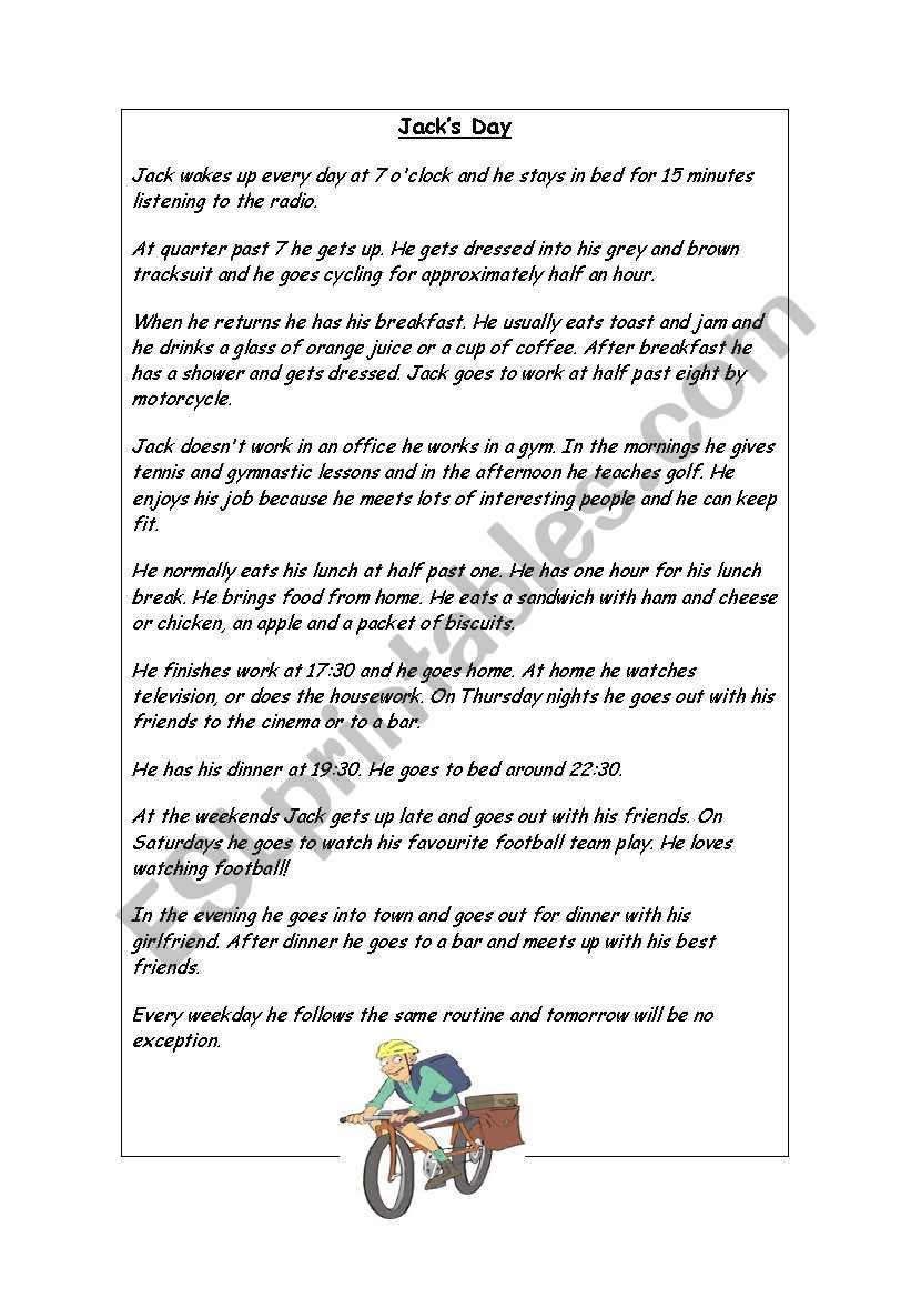 Jack´s Day. - ESL worksheet by Dyanne