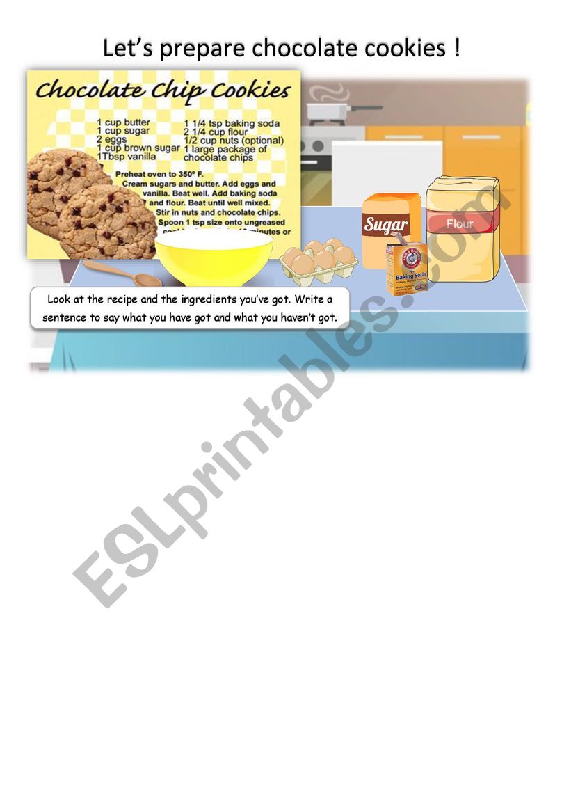 Let´s prepare chocolate cookies - ESL worksheet by cecmal