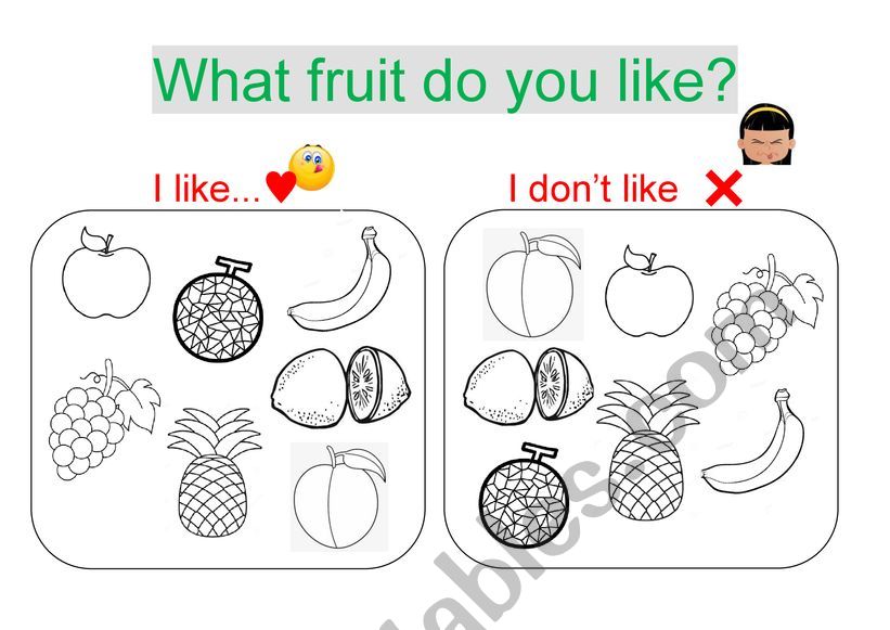 I like apples. I don´t like lemons. - ESL worksheet by linamochiz