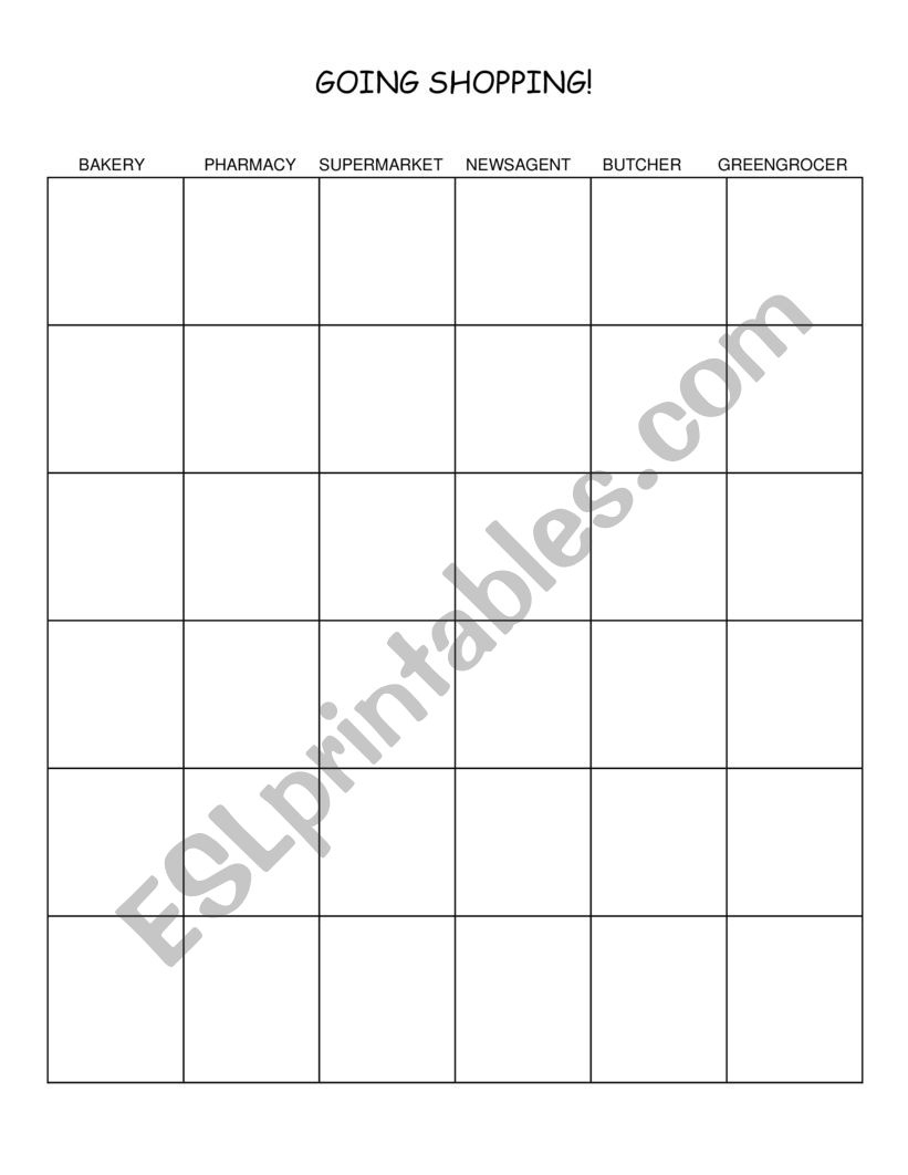What to buy when shopping - ESL worksheet by Mpbgardner
