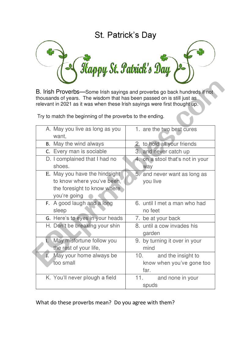 St Patrick´s Day - ESL worksheet by rtynen