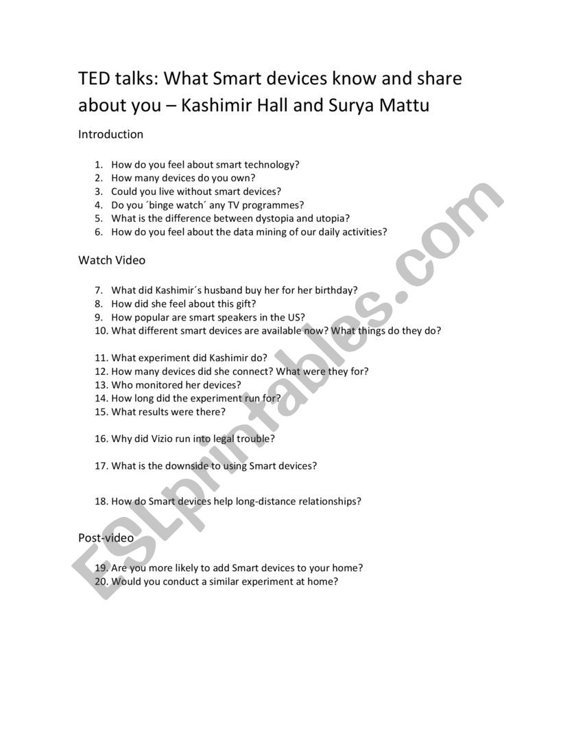 TED talks: What Smart devices know and share about you – Kashimir Hall ...