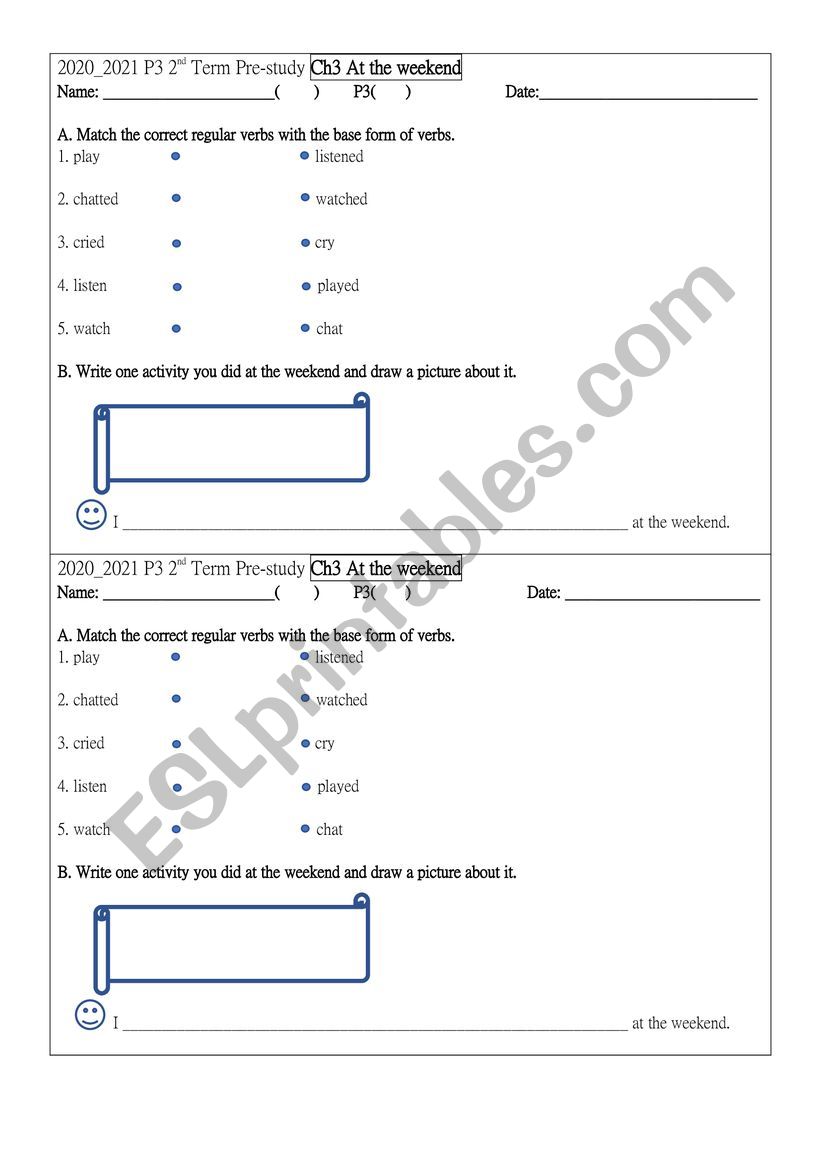 Past Tense_regular verb - ESL worksheet by BJCK