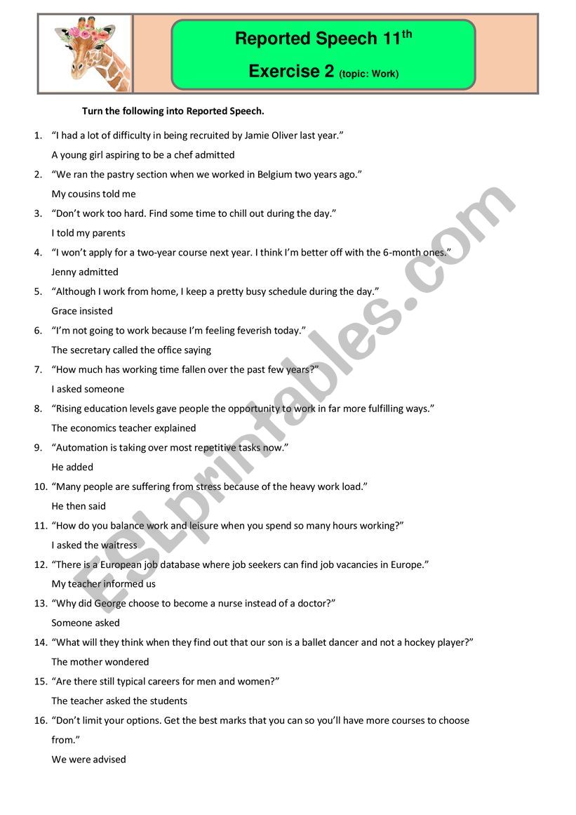 Reported speech exercises 2 bachillerato - buildermsa Reported speech exercises 2 bachillerato - buildermsa
