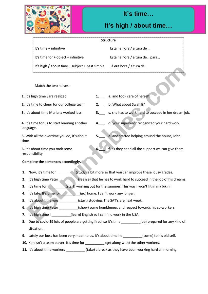 It´s time or high time 1 - ESL worksheet by sandramaisa