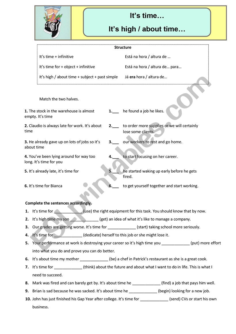 It´s time or high time 2 - ESL worksheet by sandramaisa