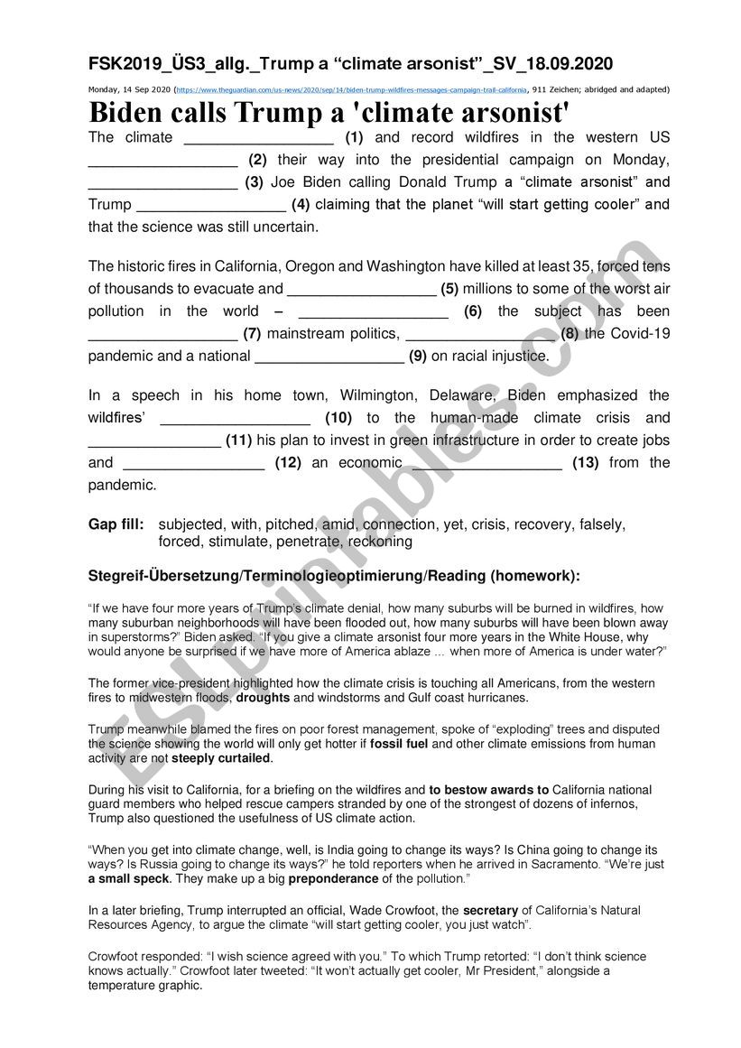 English worksheets: Translation Practice