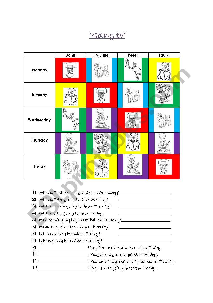 ´Going to´ - ESL worksheet by gemski27