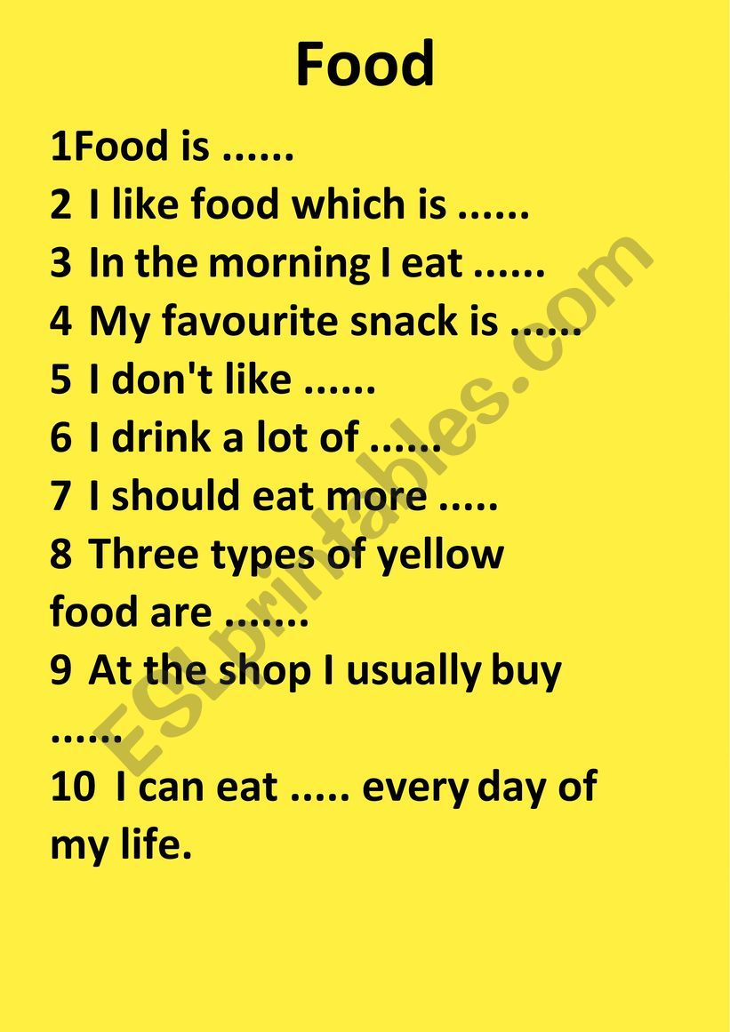 Letï¿½s talk about food - ESL worksheet by insula1