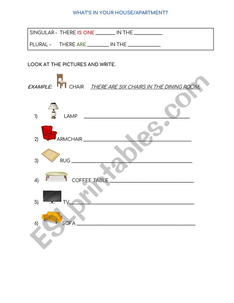 Whatï¿½s in your house / apartment - ESL worksheet by deiayu