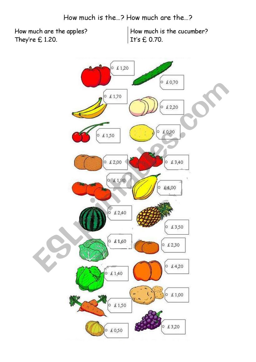 How much is How much are - ESL worksheet by cedalbat