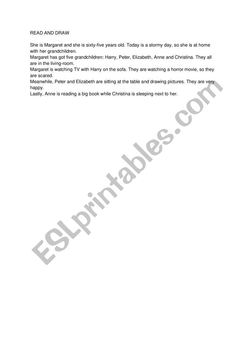 Read and draw (Present Continuous) - ESL worksheet by Minmelina