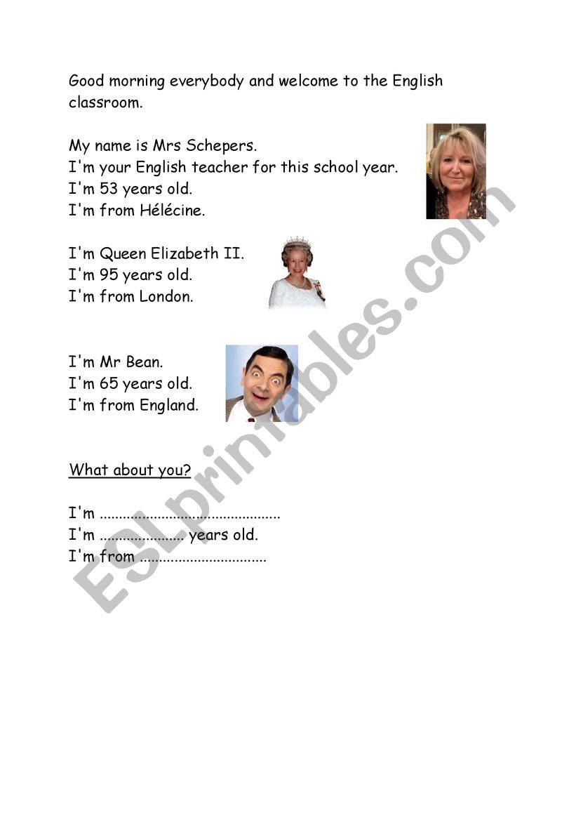 English worksheets: Introduction