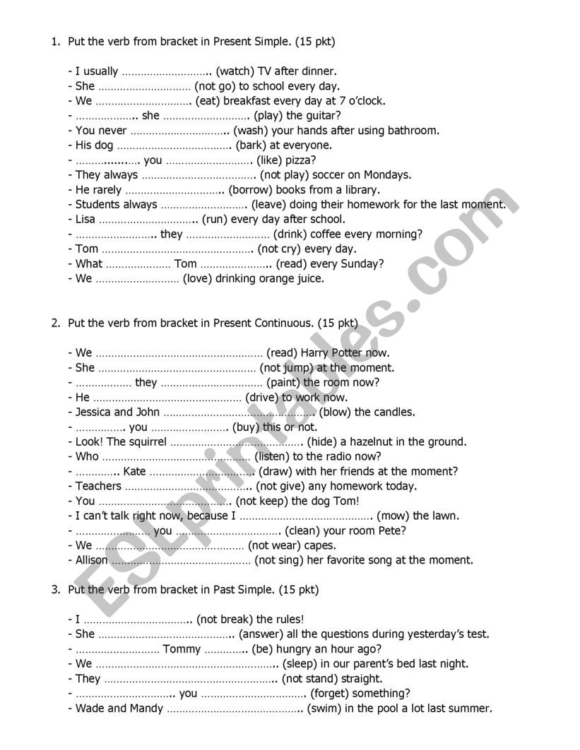 Present Simple Continuous and Past Simple - ESL worksheet by gloriaralambo
